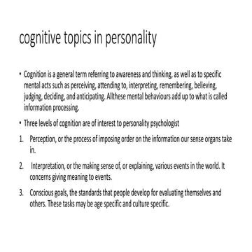 cognitive topics in personality.pptx | Smoking Cessation | Wellness