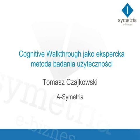 Cognitive walkthrough blog | PPT