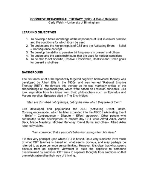 Cognitive Behavioral Therapy | PPTX