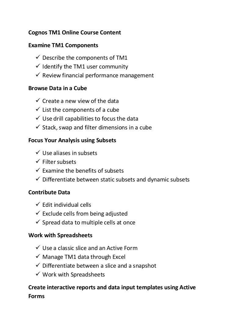 Cognos tm1 Online Training @ Adithya Elearning