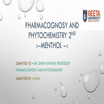 Pharmacognosy ppt terpenoid menthol drug | PDF