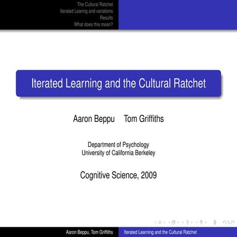 Iterated learning and the Cultural Ratchet | PDF | Technology & Computing
