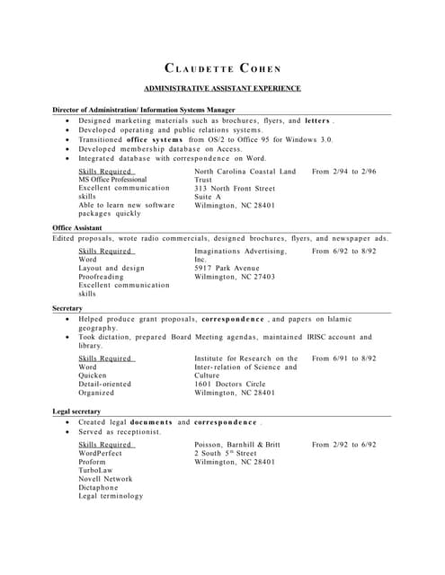 Claudette R Cohen Resume | DOCX | Desktop Publishing | Computer ...