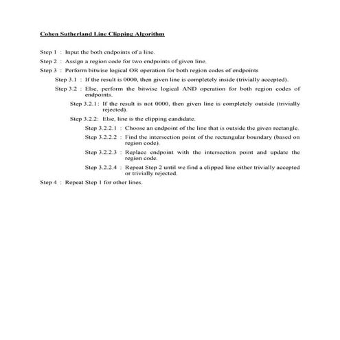 Cohen Sutherland line clipping algorithm | PDF