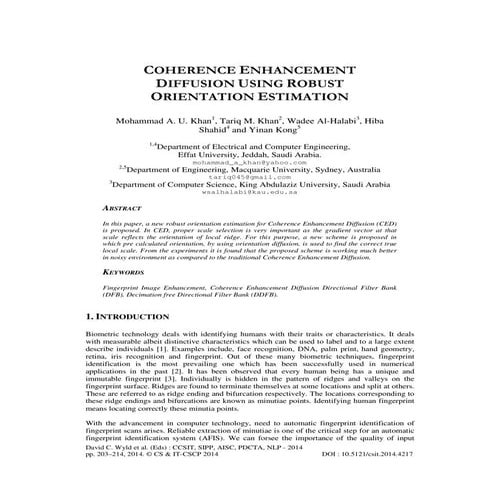Coherence Enhancement Diffusion Using Robust Orientation Estimation Pdf