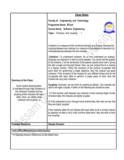 Cohesion & Coupling | PPTX | Computing | Technology & Computing