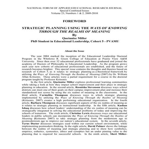 National FORUM Journals - William Allan Kritsonis, PhD | PDF