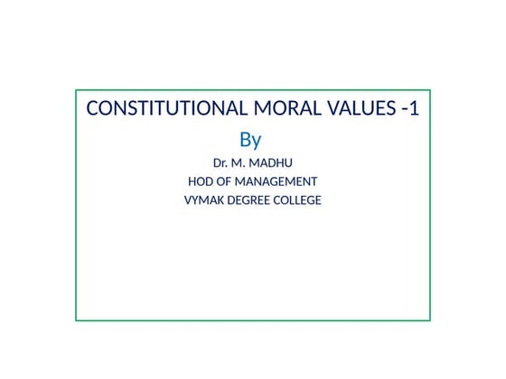 Constitutional values | PPTX | Civic affairs | Politics
