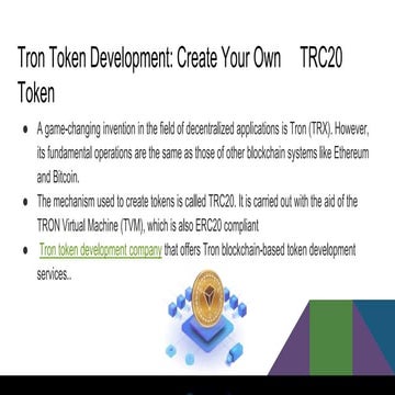 Tron Token Development Company - Coin Developer India | PPTX
