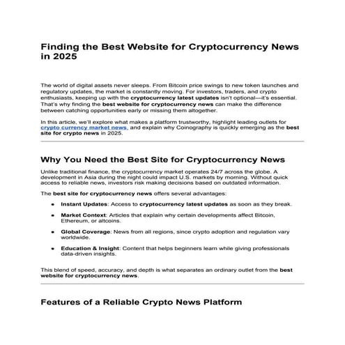 Finding the Best Website for Cryptocurrency News in 2025 | DOCX