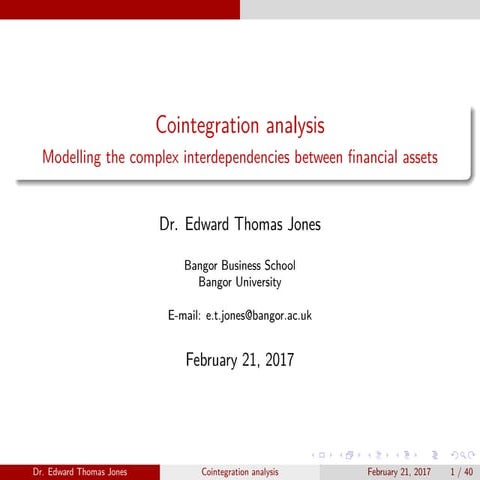 Cointegration analysis: Modelling the complex interdependencies between financial assets | PDF