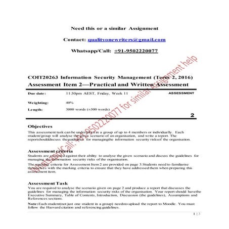 Coit20263 information security management assignment 2 (2) | PDF