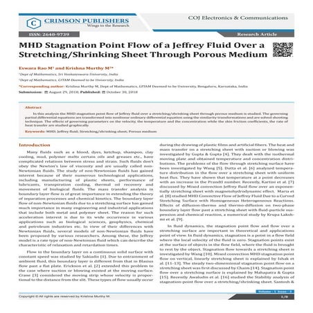 Mhd Stagnation Point Flow Of A Jeffrey Fluid Over A Stretching Shrinking Sheet Through Porous