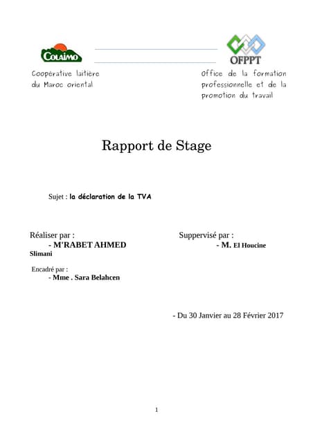 Rapport de stage bts finances comptabilite et gestion d entreprises ...