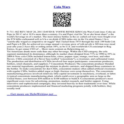 Cola Wars | PDF
