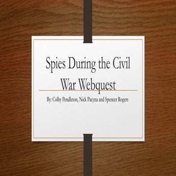 Spies During the Civil War Webquest | PPTX