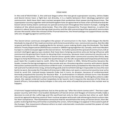 The cold war summary and facts | PDF