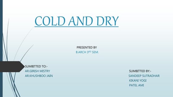 Hot and dry climate | PPT