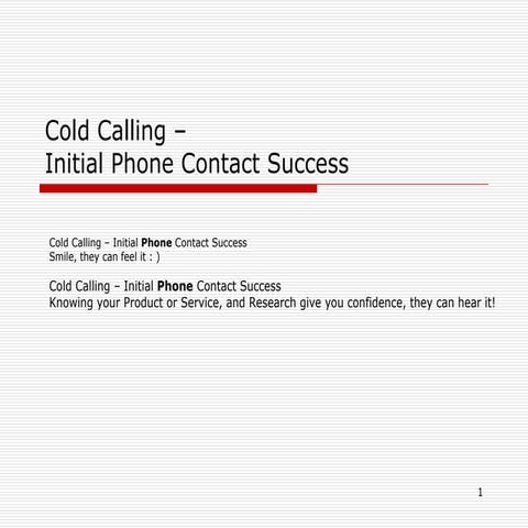 Cold calling – initial phone contact success | PPT