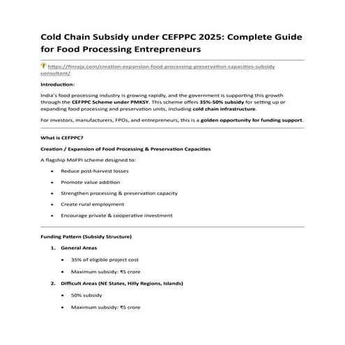 Government Cold Chain Subsidy under CEFPPC: Complete Funding Guide | PDF