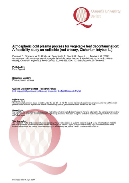 Cold plasma technology in food processing | PPTX | Physics | Science