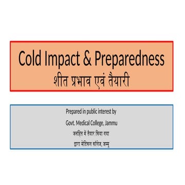 PREPARATIONS TO AVOID COLD INJURY IN EXTREME COLD WEATHER | PPTX