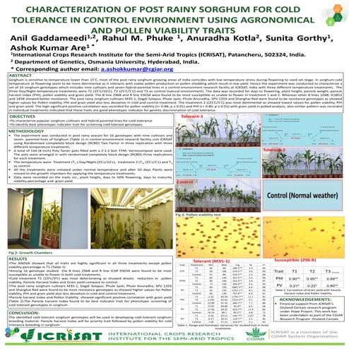 Characterization of post rainy sorghum for cold tolerance in control ...