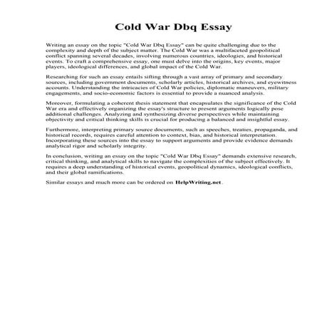 Cold War Dbq Essay.pdf | War and Conflicts