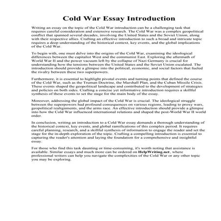 Cold War Essay Introduction | PDF