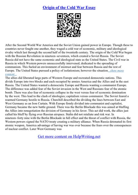 Origin and causes of the cold war | PPTX