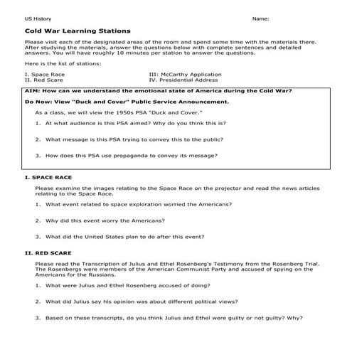 Cold War Learning Stations | PDF