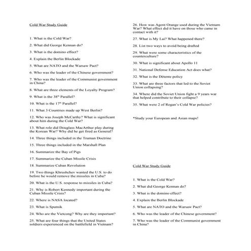 Cold war study guide | PDF