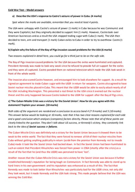 Model Cartoon Answer (lesson resource) | PDF