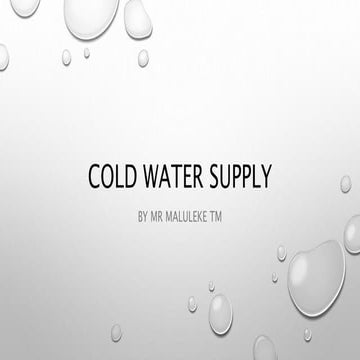Cold water supply | PPT