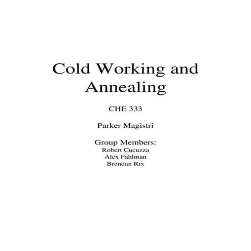 Cold working and annealing lab 2 che 333 | PDF