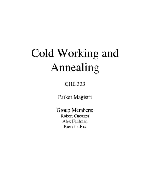 Cold working and annealing lab | PDF