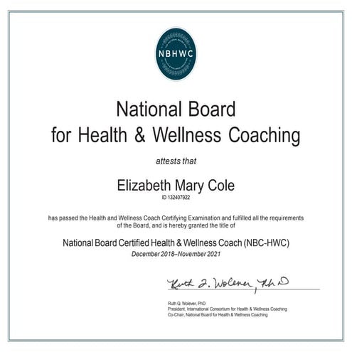 National Board Certified Health and Wellness Coach - Elizabeth Cole | PPT