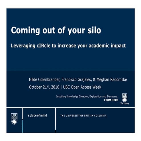 Coming out of your silo: Leveraging cIRcle to increase your academic ...