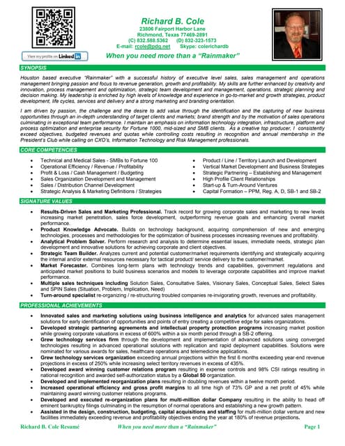 Cole, Richard Cole Resume | PDF