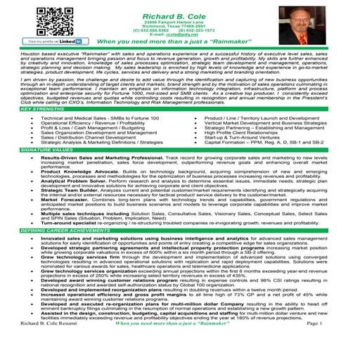 Cole, Richard Cole Resume | PDF