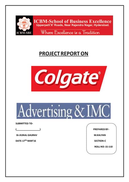 Colgate toothpaste content analysis by s sreekanth and snathavi rao | PPT