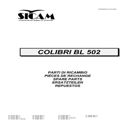 DESPIECE EQUILIBRADORA COLIBRI BL 502 | PDF