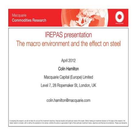 Colin Hamilton's presentation at SteelOrbis Spring '12 Conference ...