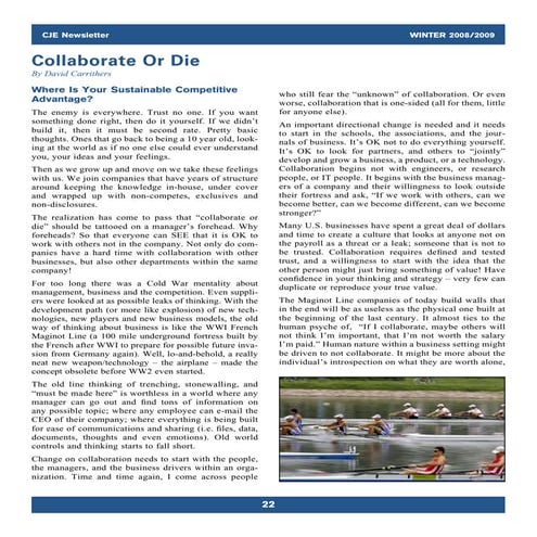 Collaborate Or Die - cje newsletter winter 2009 | PDF