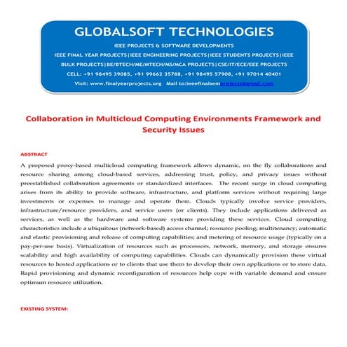 Collaboration In Multicloud Computing Environments Framework And
