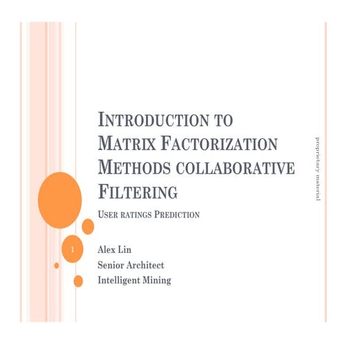 Introduction To Matrix Factorization Methods Collaborative Filtering Ppt