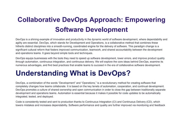 Collaborative Devops Approach Empowering Software Development Pdf