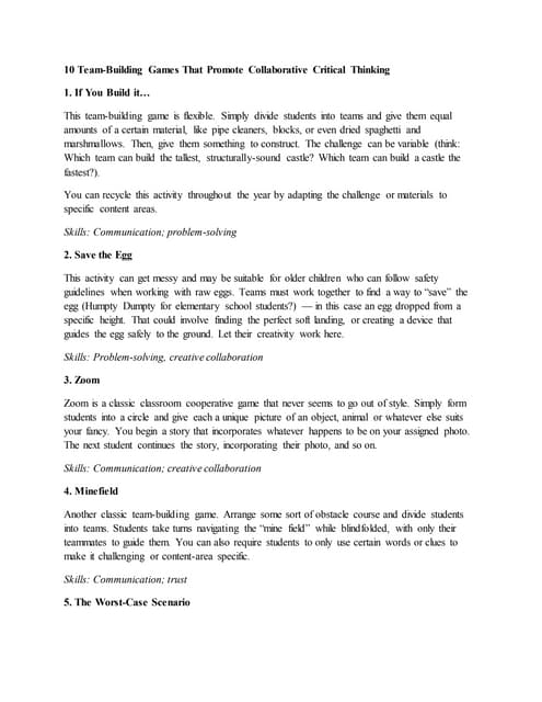 Corporate Team Building Games & Ideas | PPTX