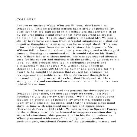 COLLAPSEI chose to analyze Wade Winston Wilson, also known as .docx ...