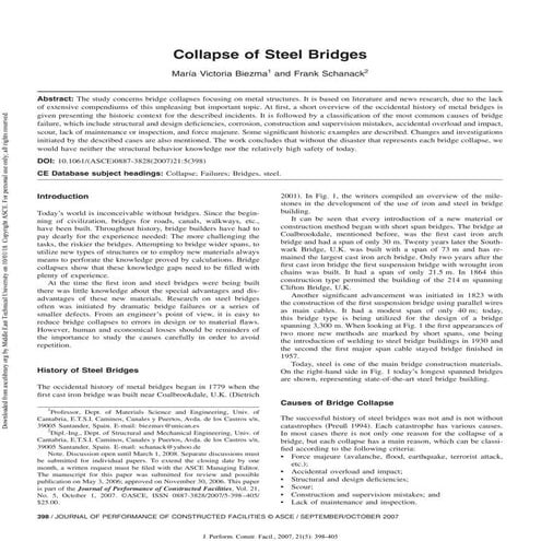 Collapse of Steel Bridges - Maria Victoria | PDF